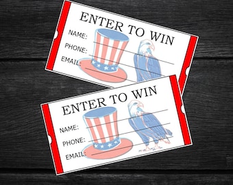 ENTER TO WIN Raffle Tickets Independence Day | Printable Tickets Pdf ...
