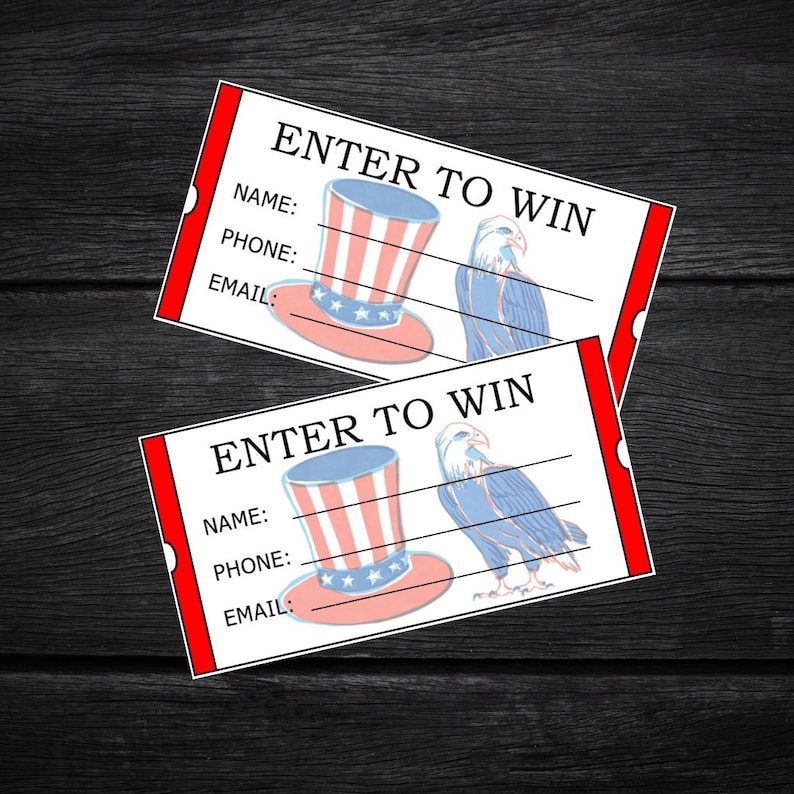 ENTER TO WIN Raffle Tickets 4th of July | Printable Raffle Tickets Pdf ...