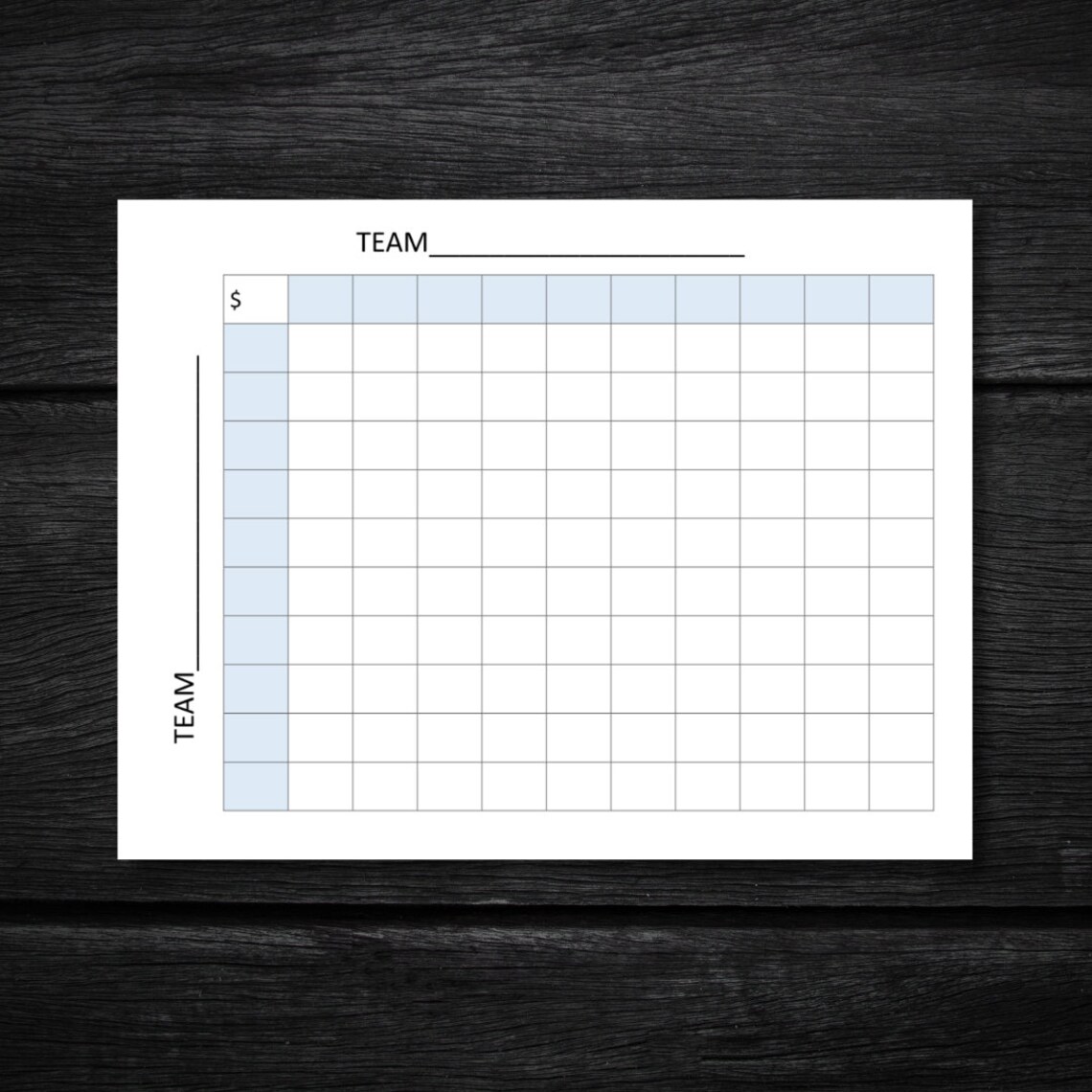 Simple Game Squares Instant Download PDF Printable Raffle Teams Guess ...