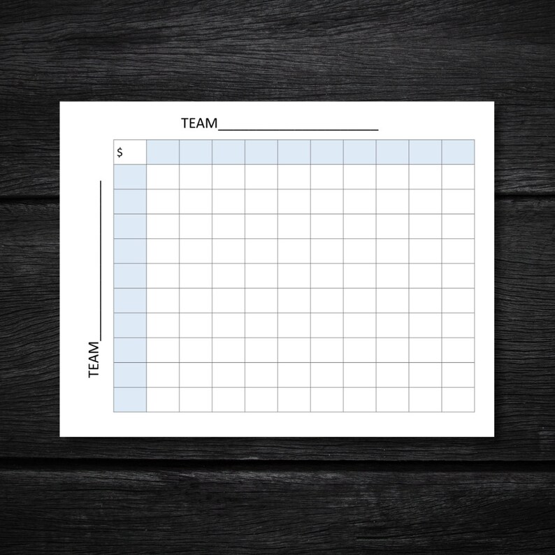 Simple Game Squares Instant Download PDF Printable Raffle Teams Guess ...