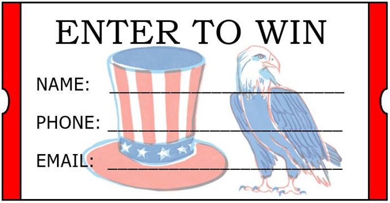 ENTER TO WIN Raffle Tickets 4th of July | Printable Raffle Tickets Pdf ...