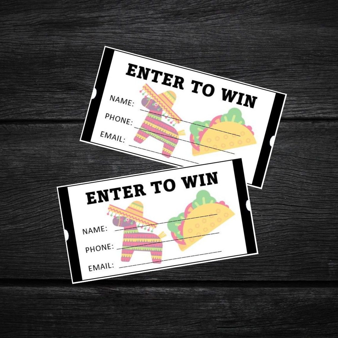 ENTER TO WIN Raffle Tickets Cinco De Mayo Taco | Printable Tickets Pdf ...