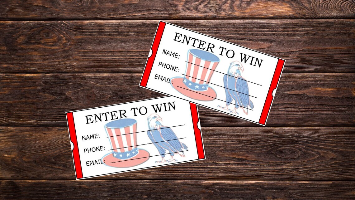 ENTER TO WIN Raffle Tickets 4th of July | Printable Raffle Tickets Pdf ...