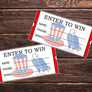 ENTER TO WIN Raffle Tickets 4th of July | Printable Raffle Tickets Pdf ...