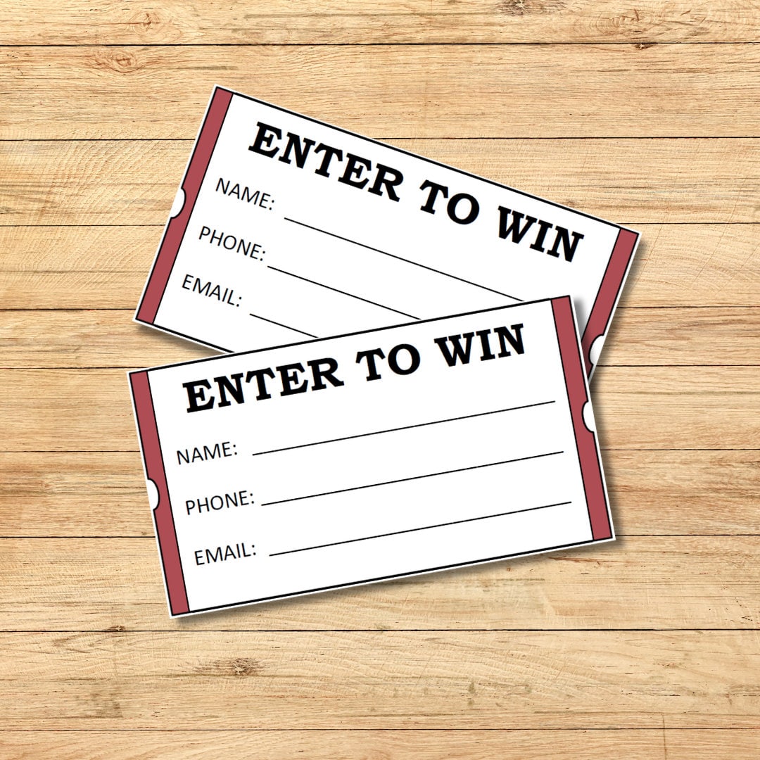 ENTER TO WIN Raffle Tickets Red Stub Black Letters | Printable Tickets ...