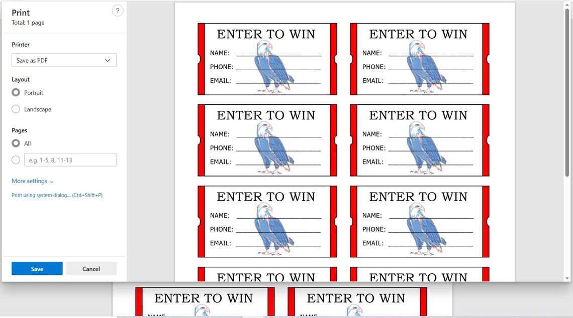ENTER TO WIN Raffle Tickets Independence Day | Printable Tickets Pdf ...