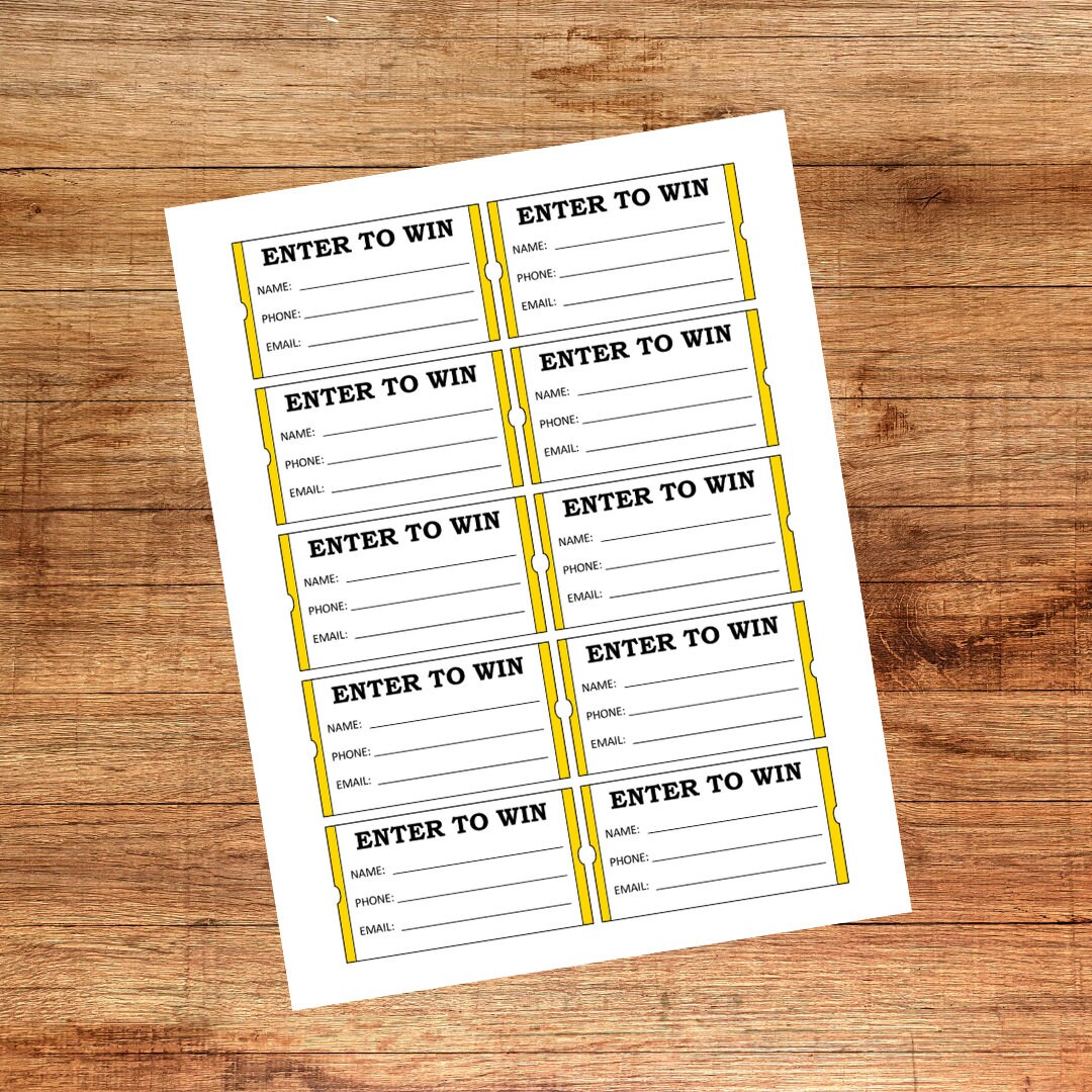 ENTER TO WIN Raffle Tickets Gold and Black | New Year's Raffle Ideas ...
