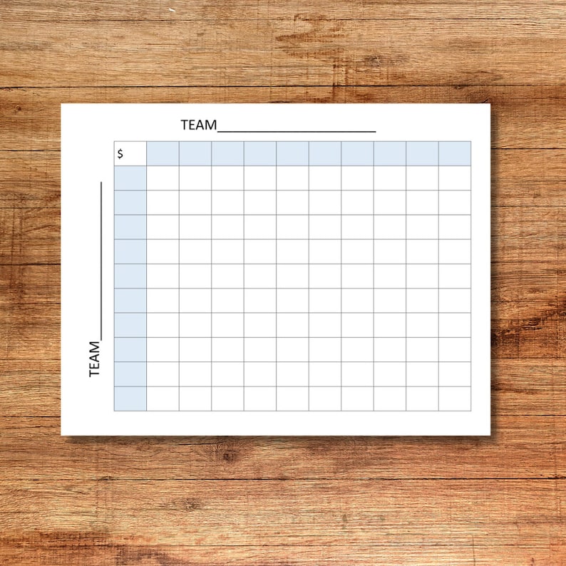 Simple Game Squares Instant Download PDF Printable Raffle Teams Guess ...