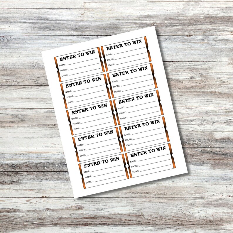 ENTER TO WIN Raffle Tickets Halloween Party Black Orange | Printable ...