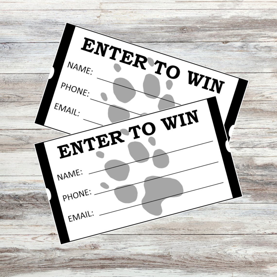 ENTER TO WIN Raffle Tickets Black Paw Prints Fundraiser Ticket Entry ...