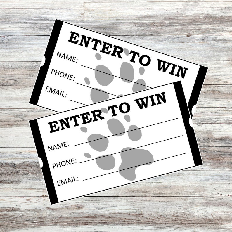 ENTER TO WIN Raffle Tickets Black Paw Prints Fundraiser Ticket Entry ...