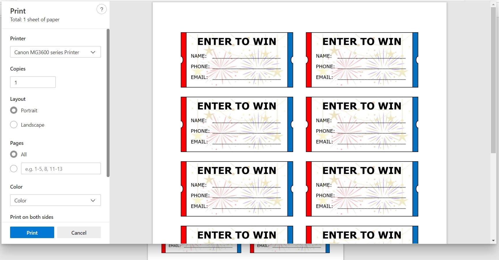 New Year's Eve Raffle Tickets ENTER TO WIN Fireworks | Printable ...