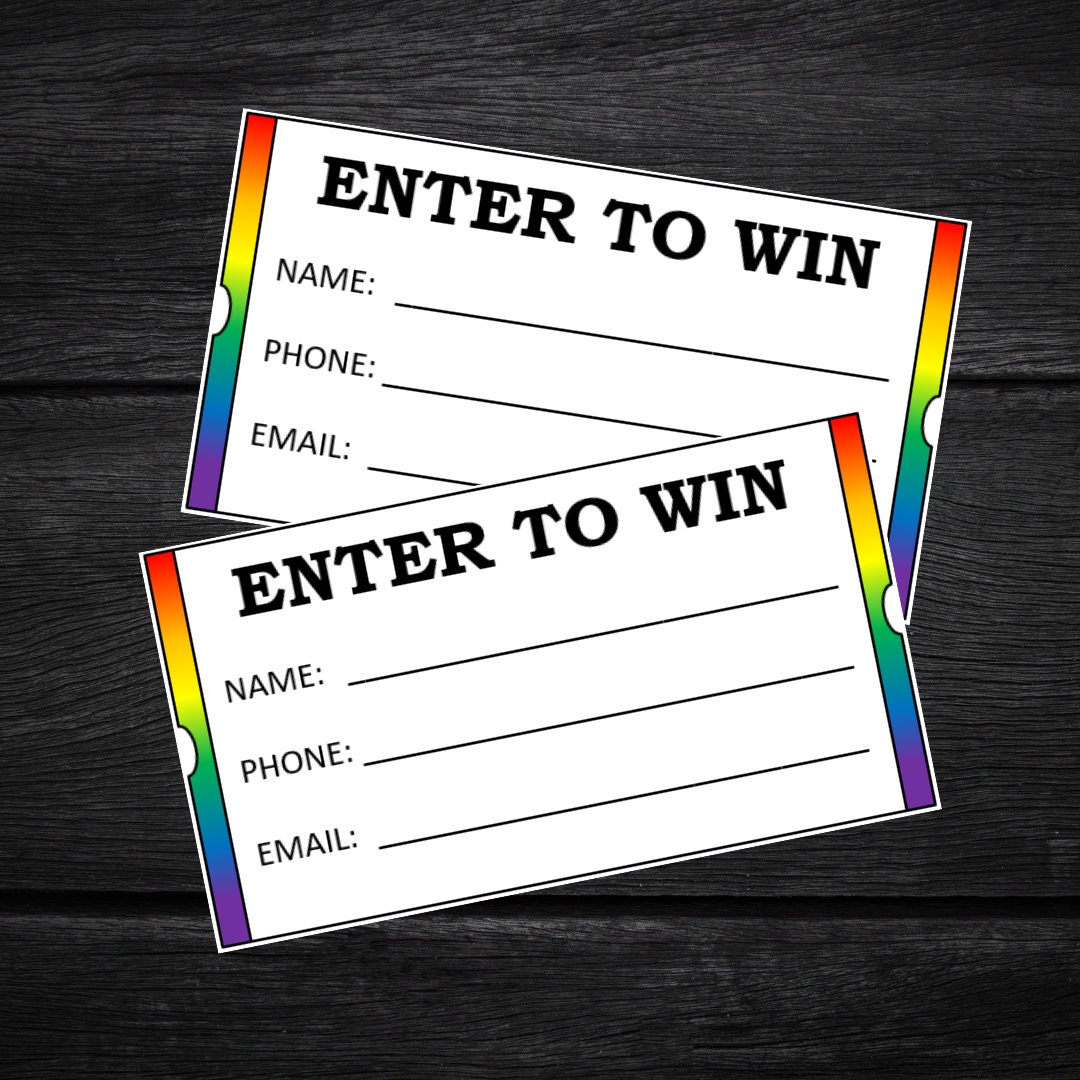 ENTER TO WIN Raffle Tickets Rainbow and Black Printable Tickets ...