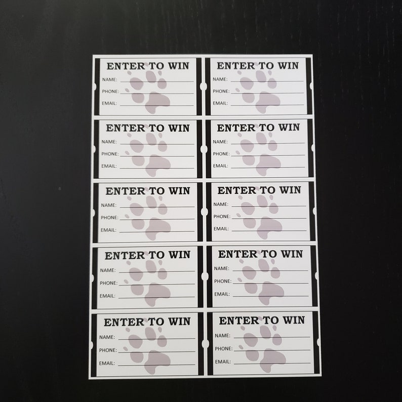 ENTER TO WIN Raffle Tickets Black Paw Prints Fundraiser Ticket Entry ...