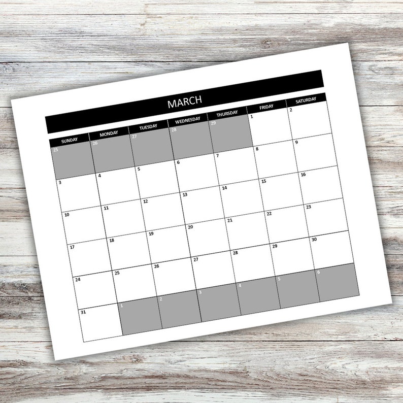 2024 March Printable Calendar Download PDF PNG JPG Document Minimalist ...
