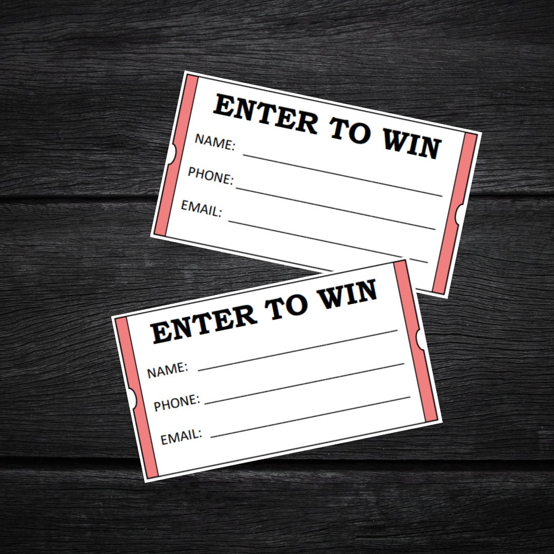 ENTER TO WIN Raffle Tickets Light Coral Red and Black | Printable ...