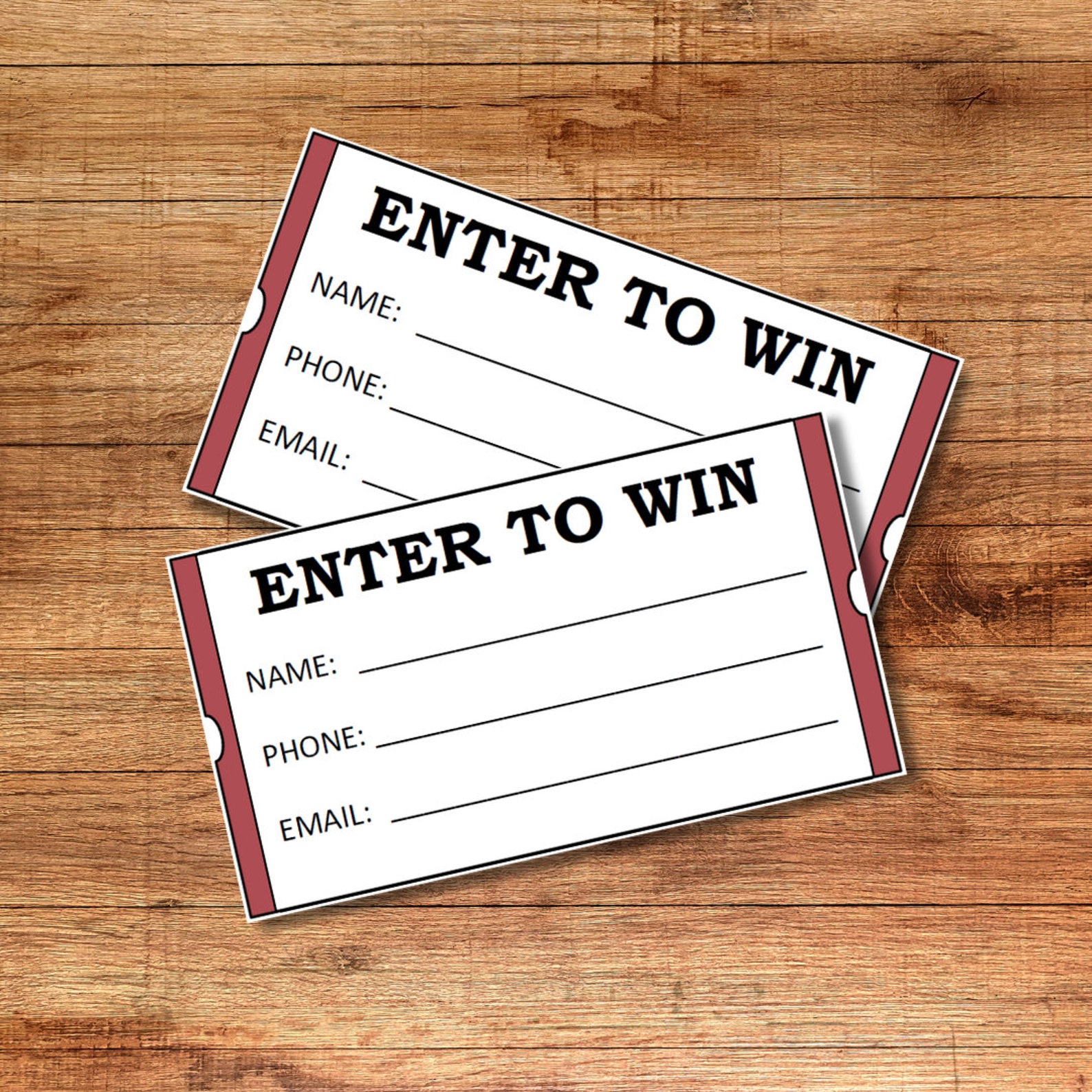ENTER TO WIN Raffle Tickets Red Stub Black Letters Printable - Etsy