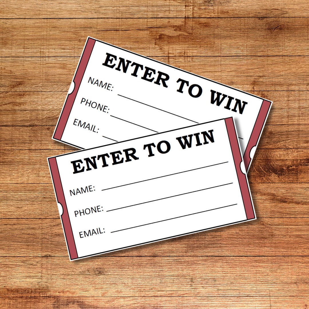 ENTER TO WIN Raffle Tickets Red Stub Black Letters Printable - Etsy
