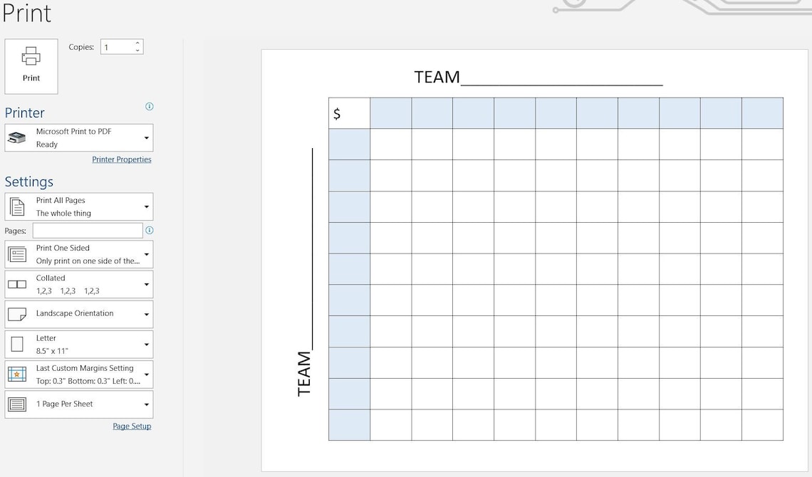 Simple Game Squares - Instant Download - PDF - Printable - Raffle Game ...