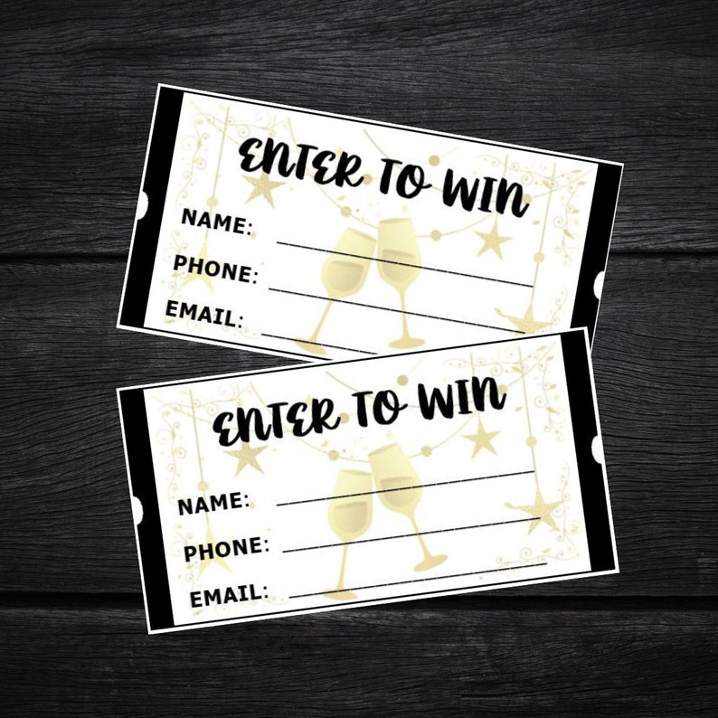 ENTER TO WIN Black and Gold Themed | Printable Tickets Pdf ...