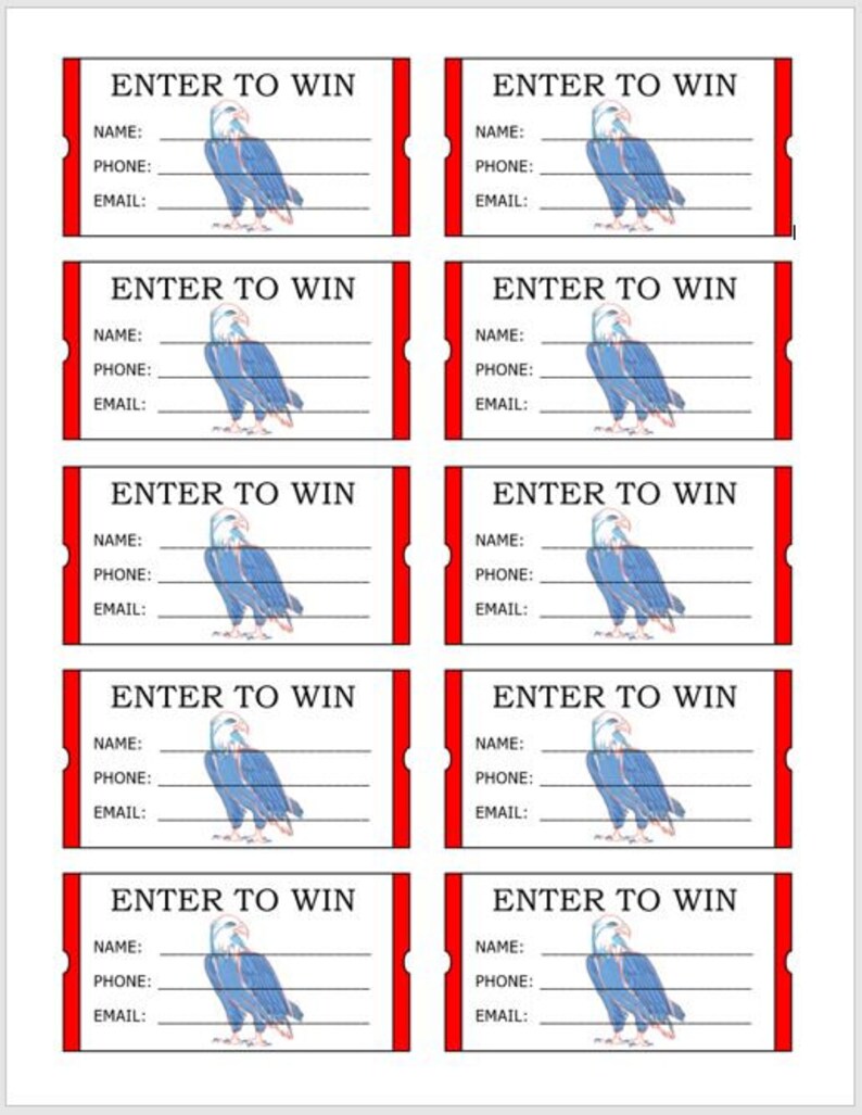 ENTER TO WIN Raffle Tickets Independence Day | Printable Tickets Pdf ...