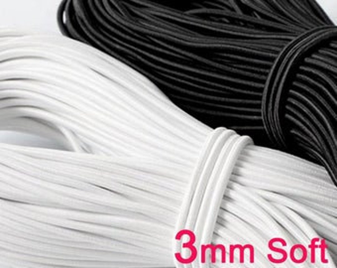 3 Mm 1/8" Round Elastic Cord for Face Mask, Soft Elastic for Sewing ...
