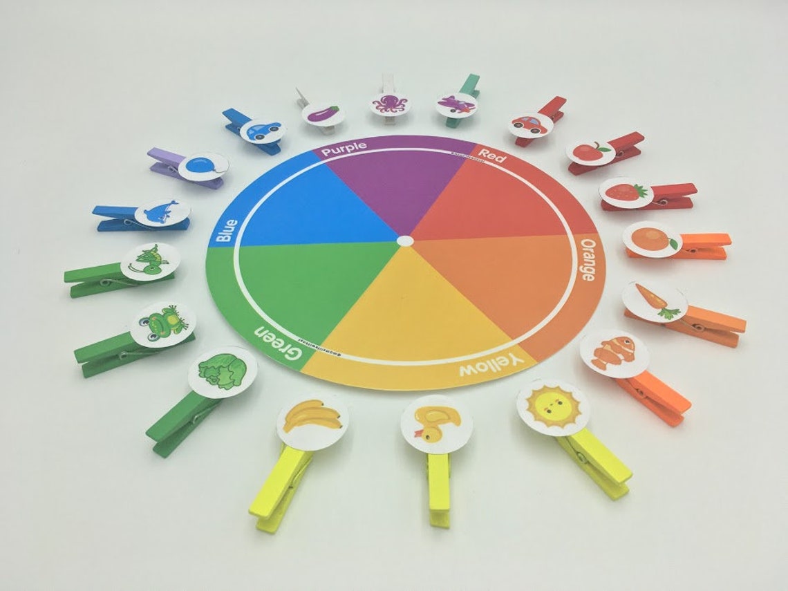 Color Matching Wheel Game Printable Teaching Kids Color | Etsy
