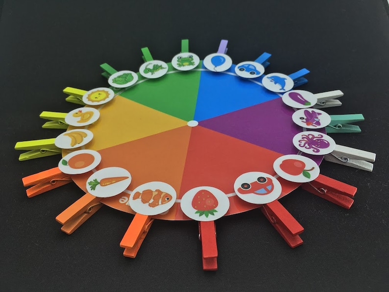 Color Matching Wheel Game Printable Teaching Kids Color Activity, Fine ...