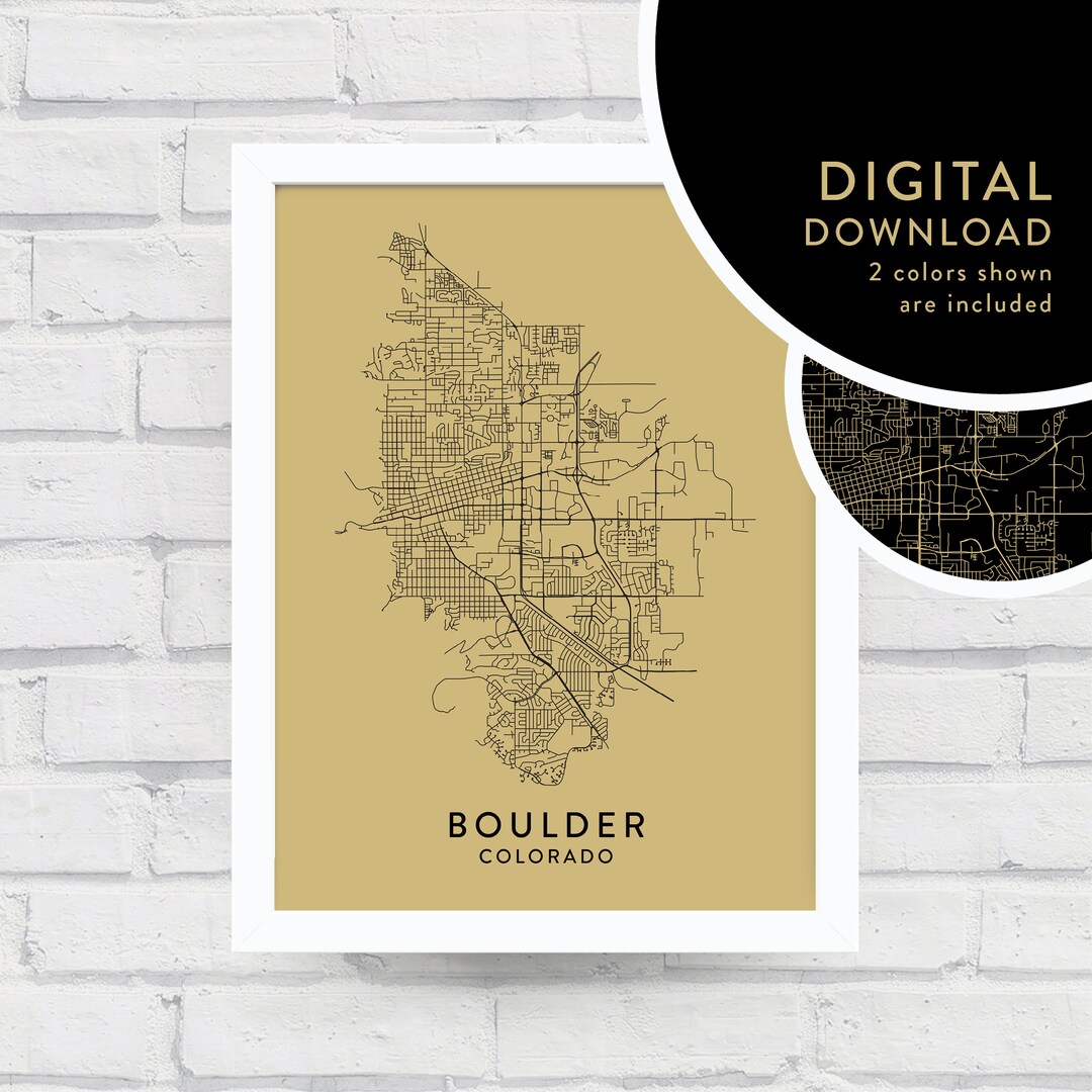Boulder CO Map Digital Download / Printable Wall Art / Boulder Decor ...