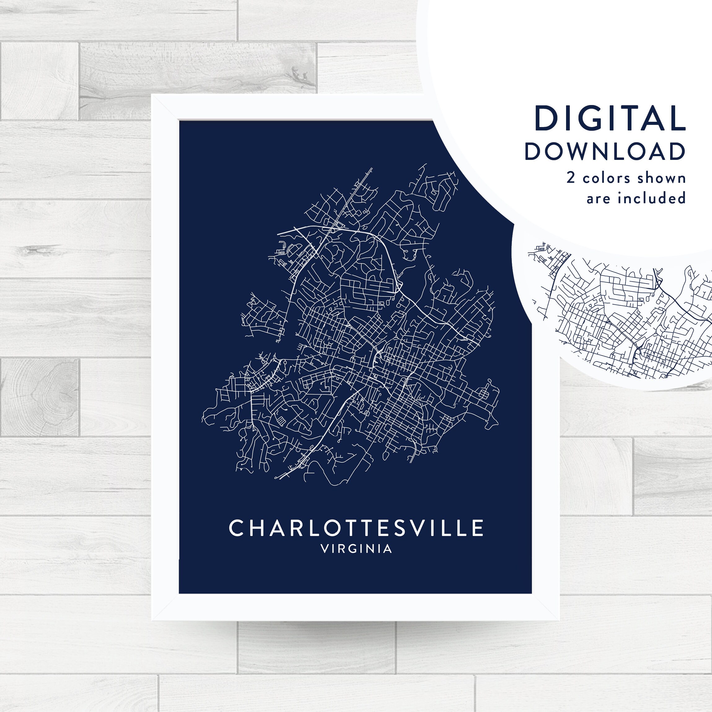 CHARLOTTESVILLE Map Digital Download / Printable Wall Art ...