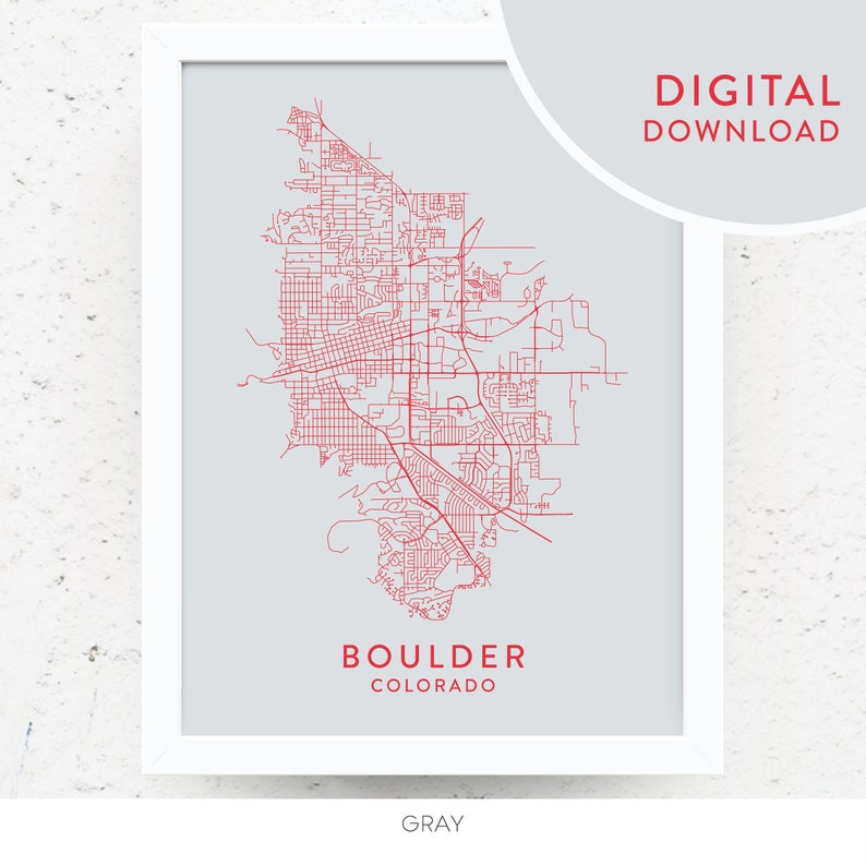 Boulder CO Map Digital Download / Printable Wall Art / Boulder Decor ...