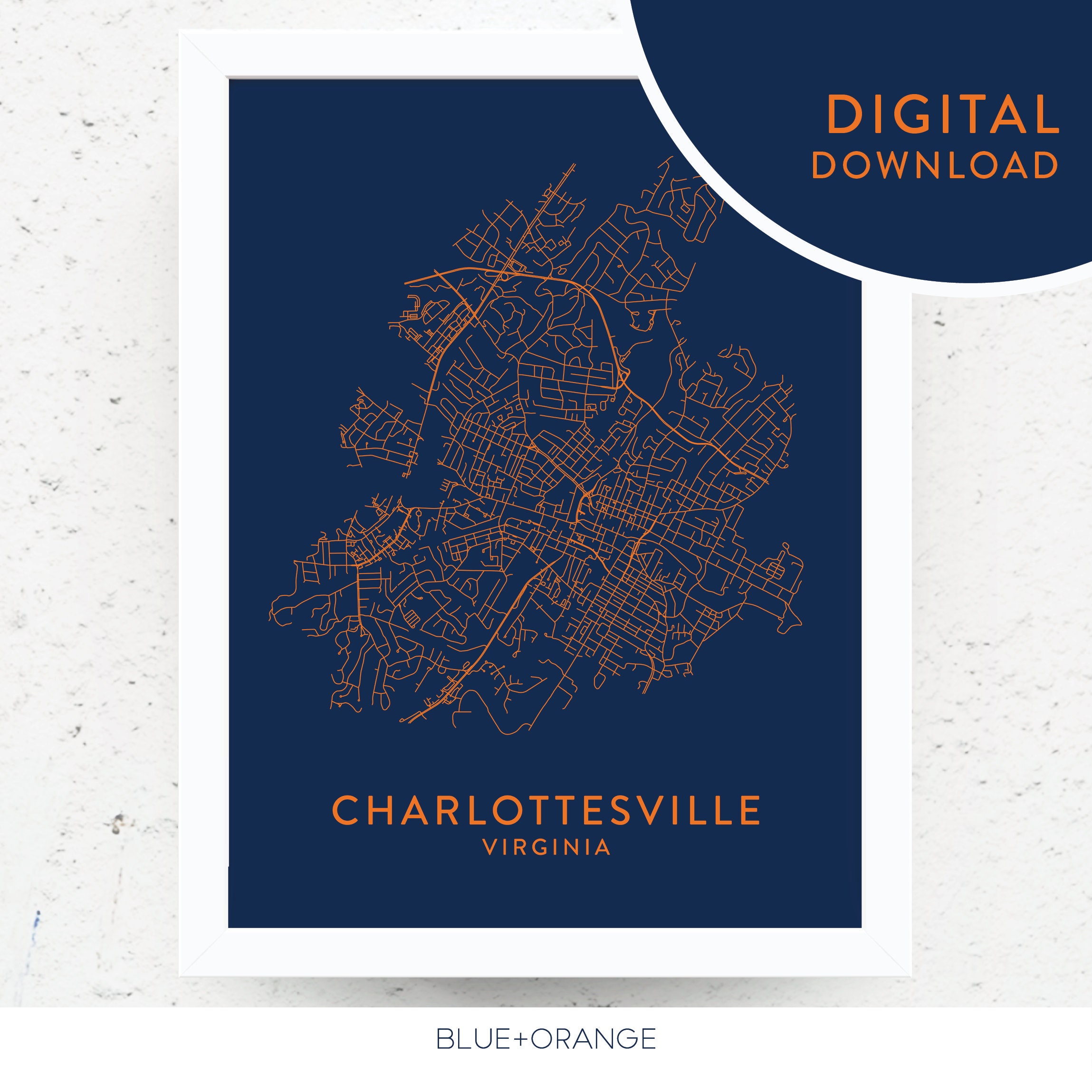 CHARLOTTESVILLE Map Digital Download / Printable Wall Art / - Etsy