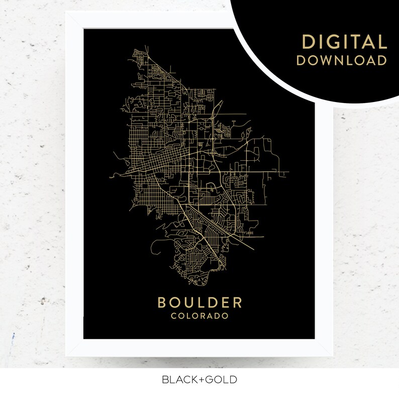 Boulder CO Map Digital Download / Printable Wall Art / Boulder Decor ...