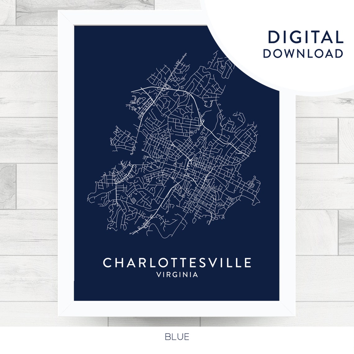 CHARLOTTESVILLE Map Digital Download / Printable Wall Art ...