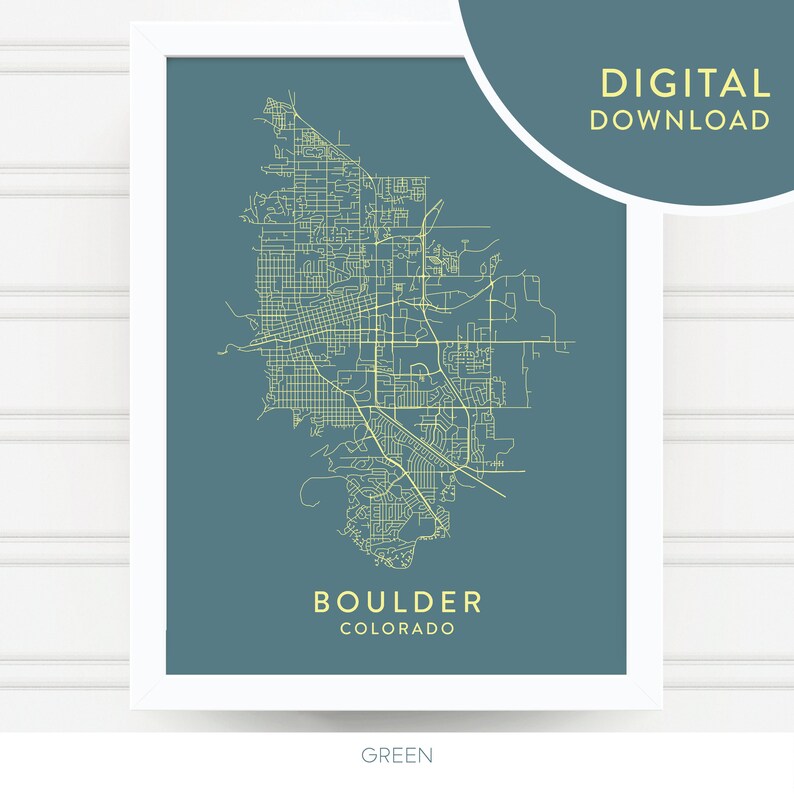 Boulder CO Map Digital Download / Printable Wall Art / Boulder Decor ...