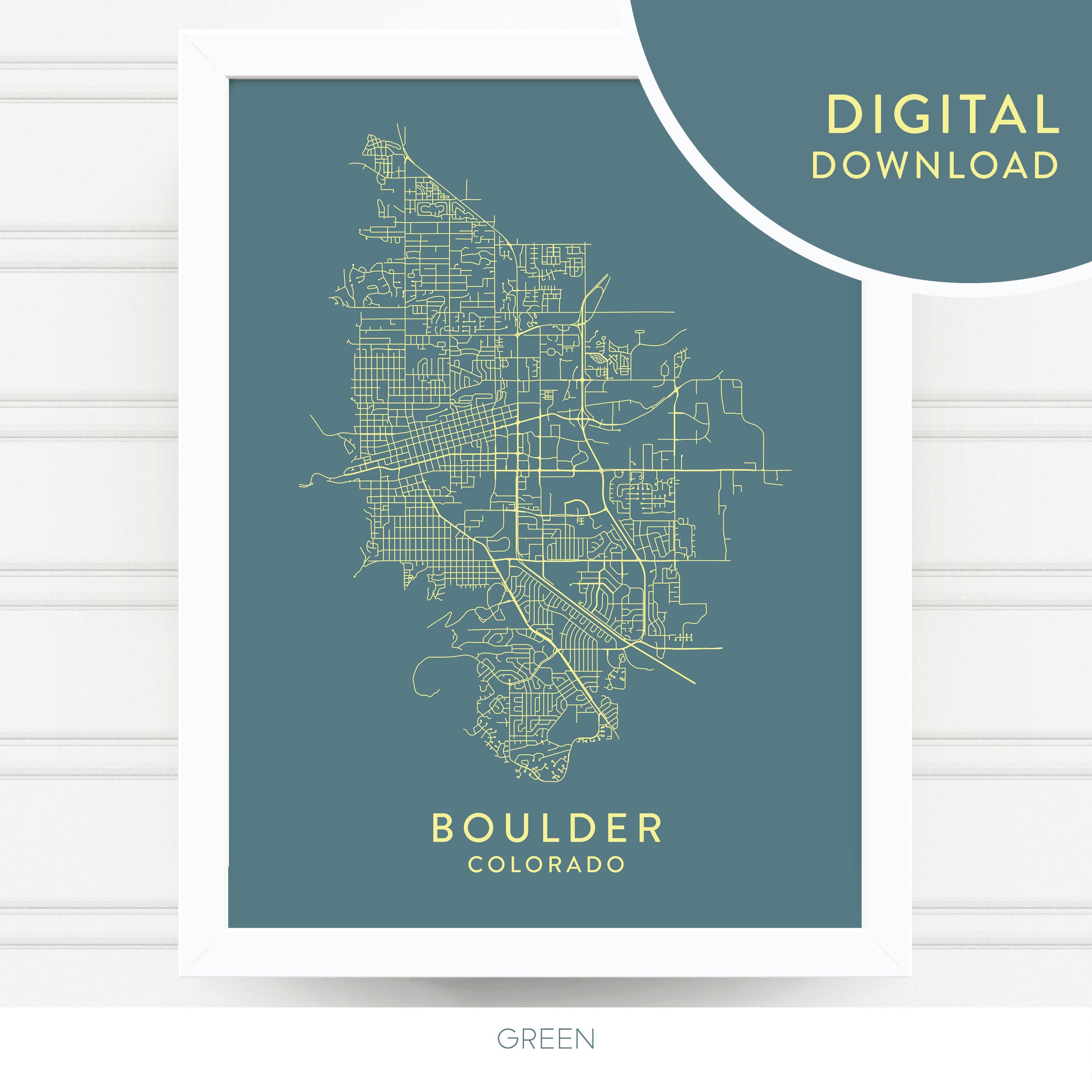 Boulder CO Map Digital Download / Printable Wall Art / Boulder Decor ...