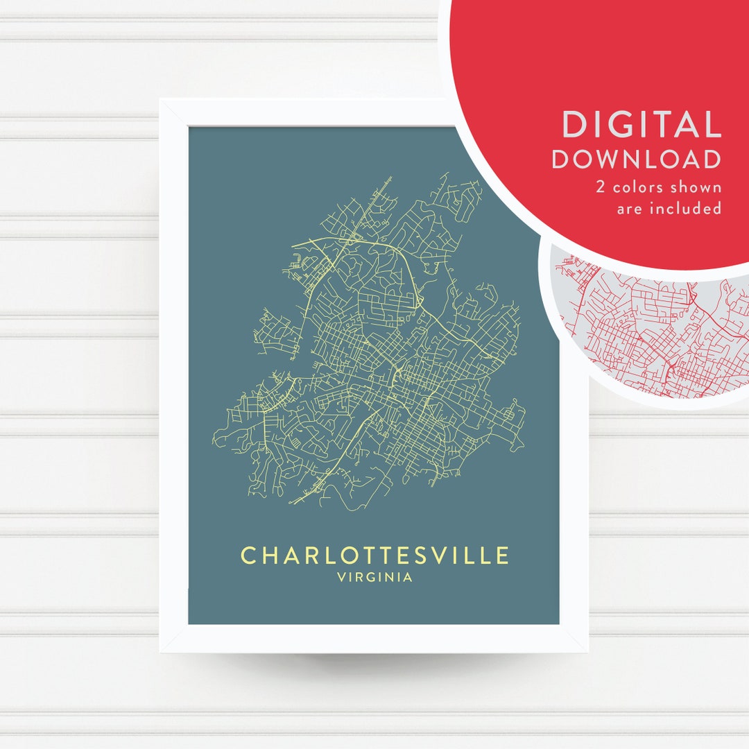 CHARLOTTESVILLE Map Digital Download / Printable Wall Art ...
