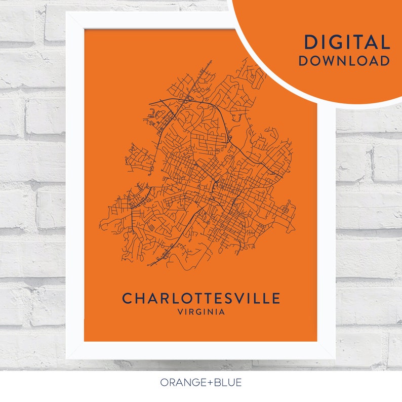 CHARLOTTESVILLE Map Digital Download / Printable Wall Art ...