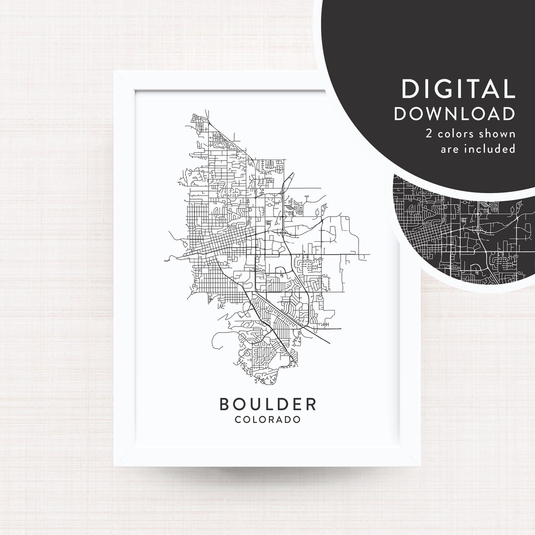 Boulder CO Map Digital Download / Printable Wall Art / Boulder Decor ...