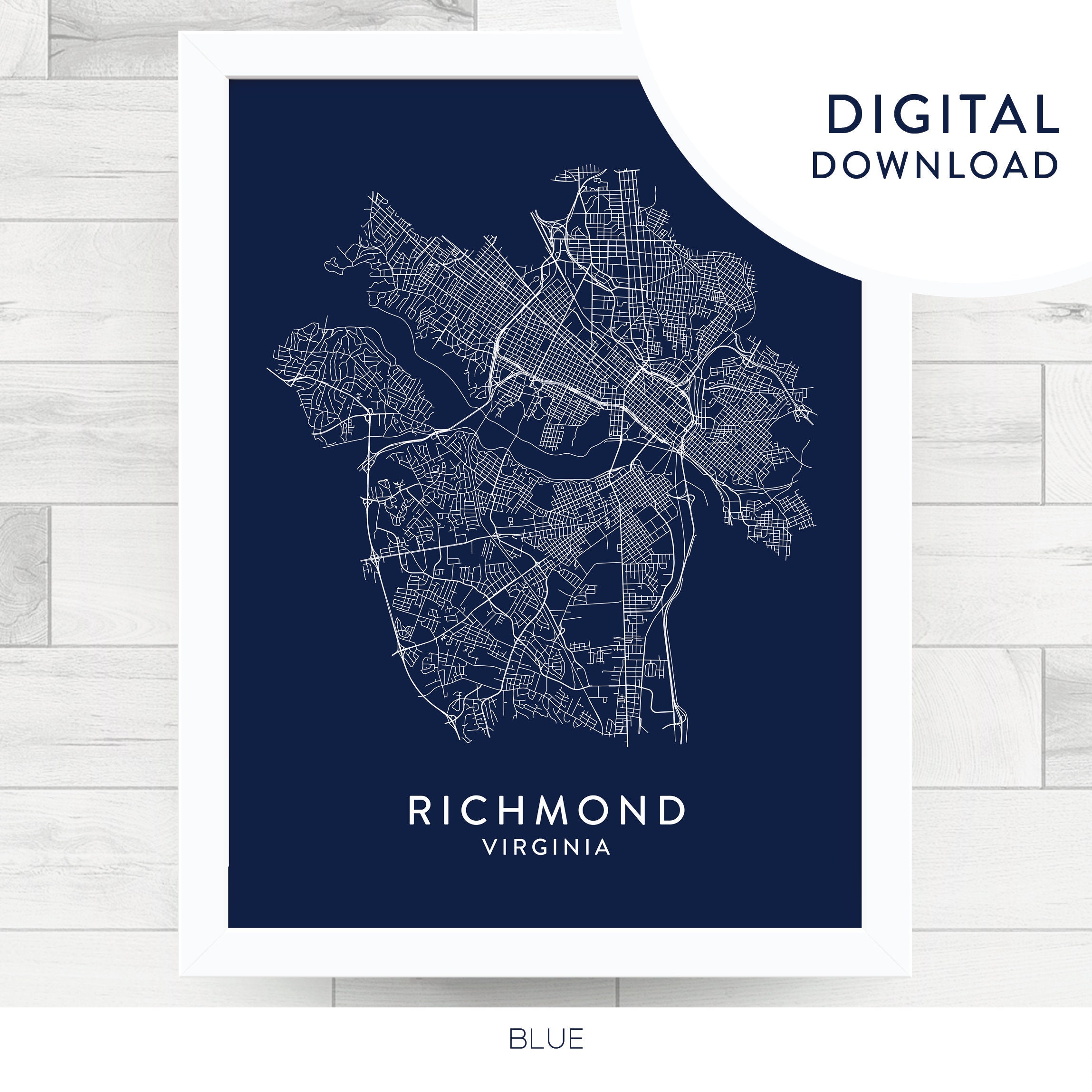RICHMOND VA Map Digital Download / Printable Wall Art / Richmond Decor ...