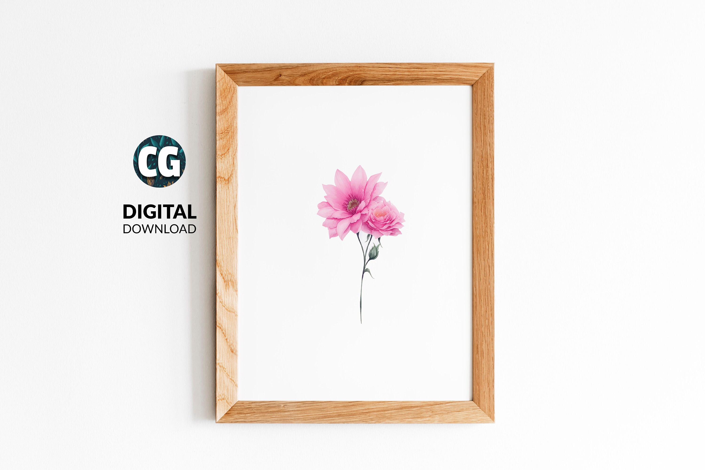 Pink Flower Wall Art Watercolor Girly Botanical Home Decor - Etsy