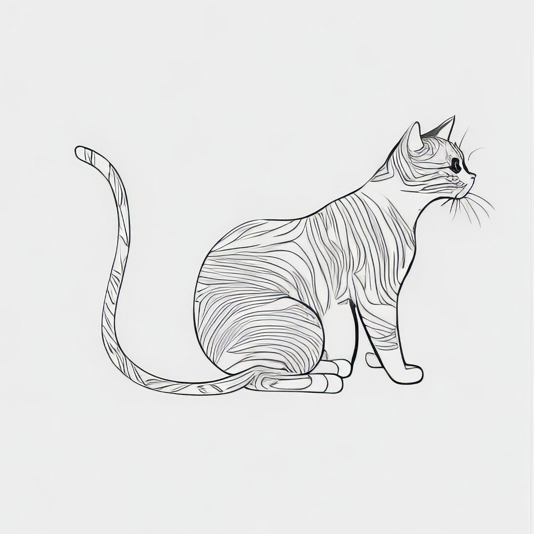 Kitten Line Drawing Poster Line Drawing Wall Art Fine Line - Etsy