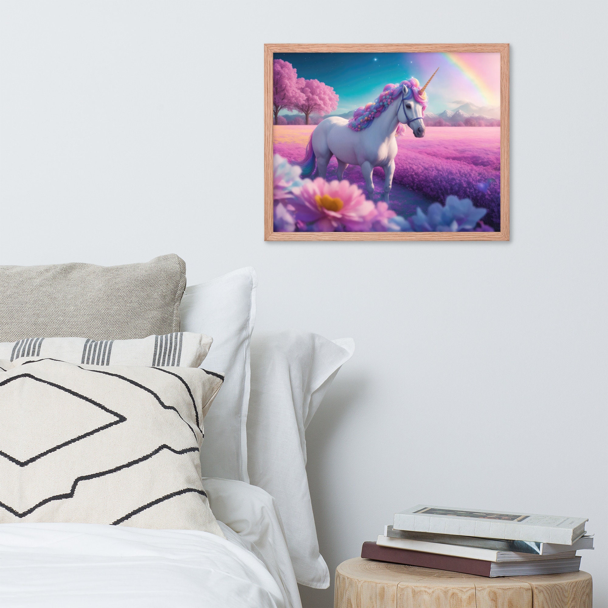 Rainbow Unicorn Realistic Framed Poster Unicorn Poster Wall Art ...