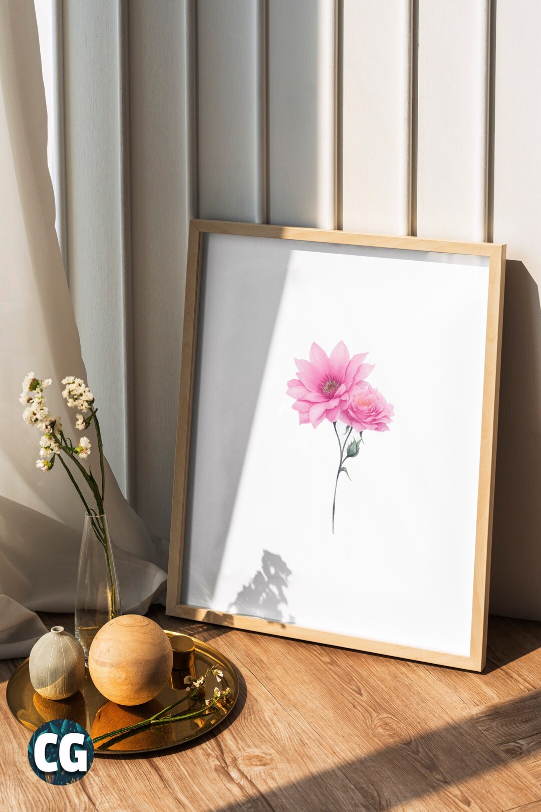 Pink Flower Wall Art Watercolor Girly Botanical Home Decor - Etsy