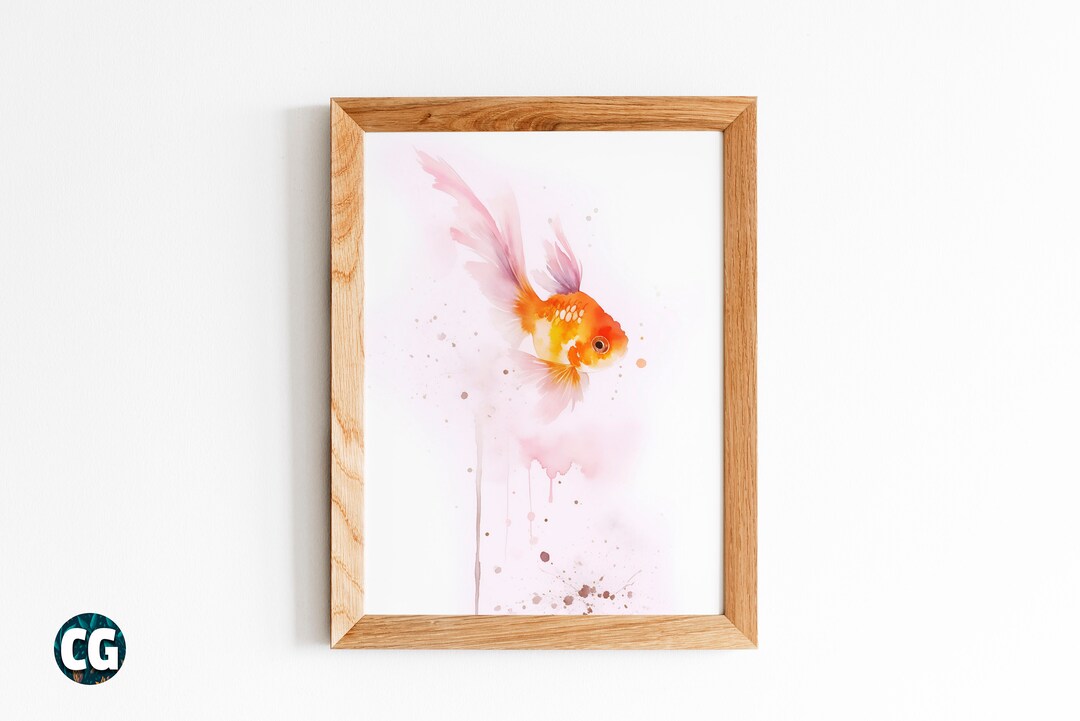 Watercolor Goldfish Wall Art Print | Fish Art Printable | Nursery Room ...