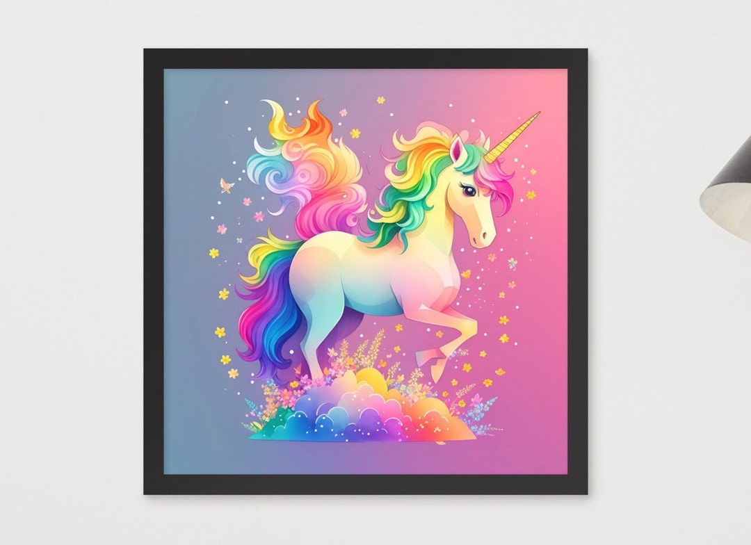 Unicorn Illustrated Framed Poster | Unicorn Poster Printable Wall Art ...