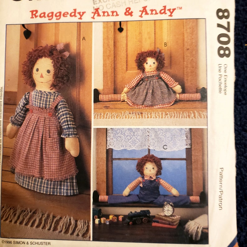 Mccall's Crafts Pattern 8708 Raggedy Ann & Andy Uncut FREE SHIPPING - Etsy