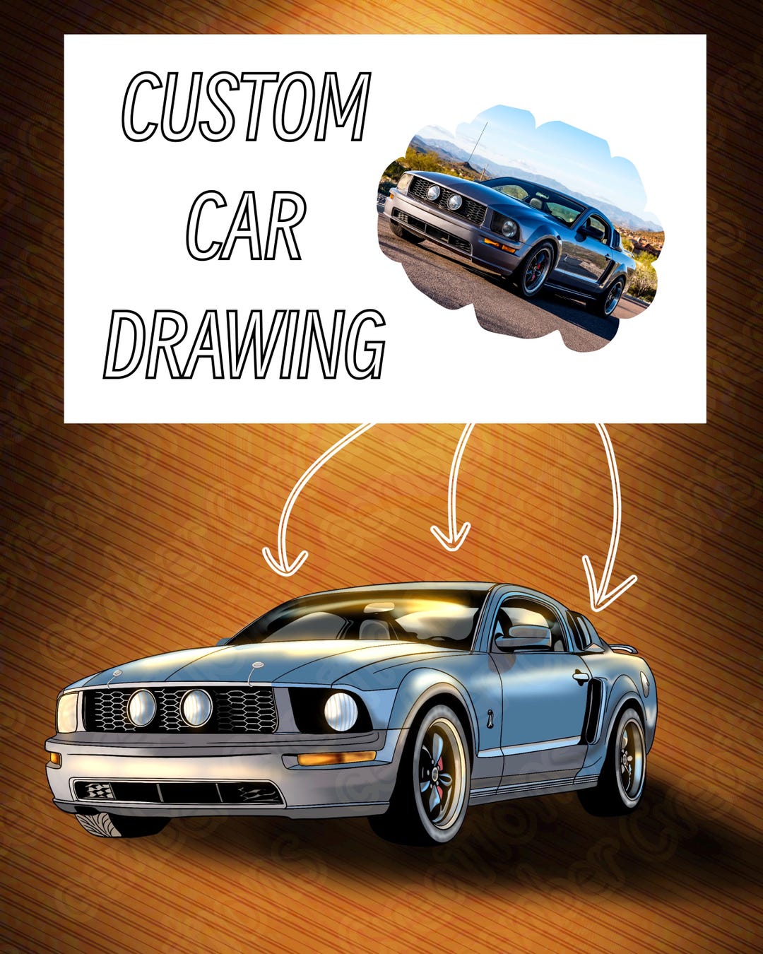 Custom Car Drawing NOT AI GENERATED - Etsy
