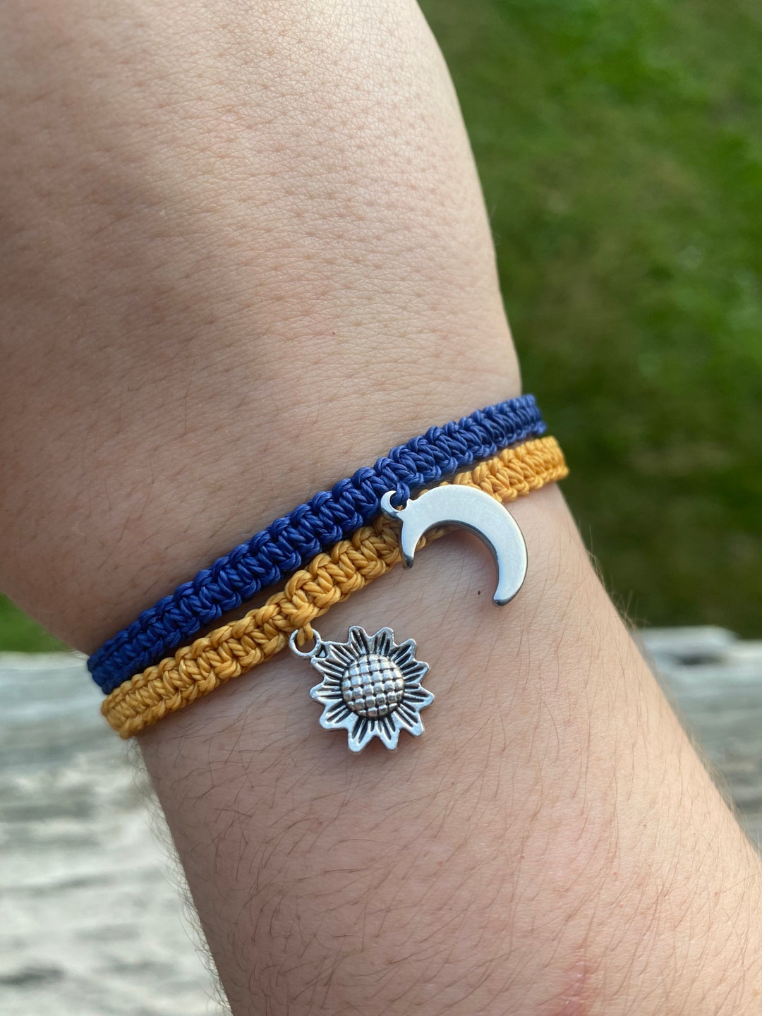 Sunflower Sun and Moon Friendship Bracelet Set Pura Vida - Etsy