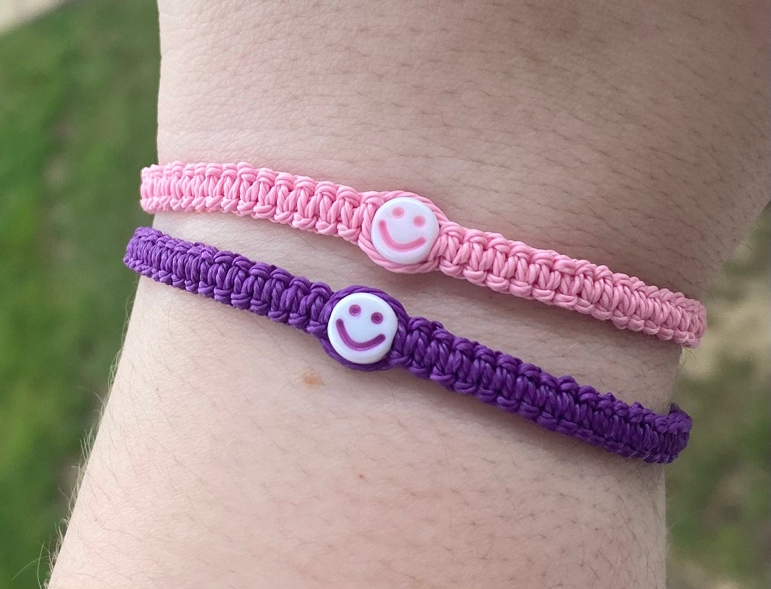 Smiley Smile Face Colorful Waterproof Sweatproof Adjustable Macrame ...